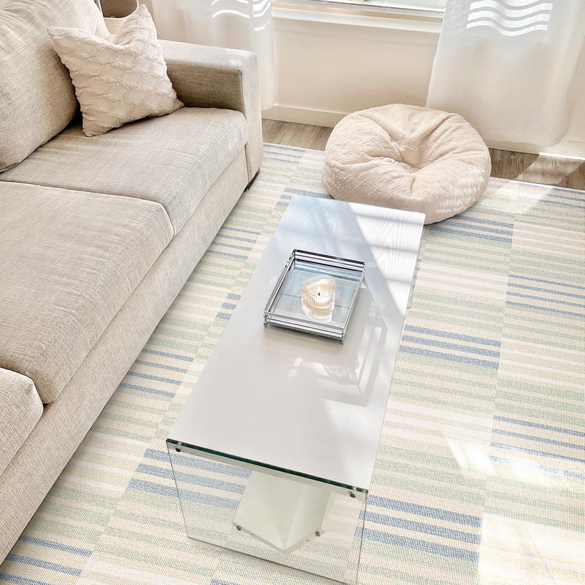 Arlo Blue/Ivory - Washable Rug– Tumble