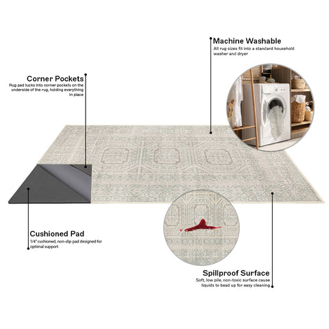 Harlow - Sage/Natural - Washable Rug– Tumble