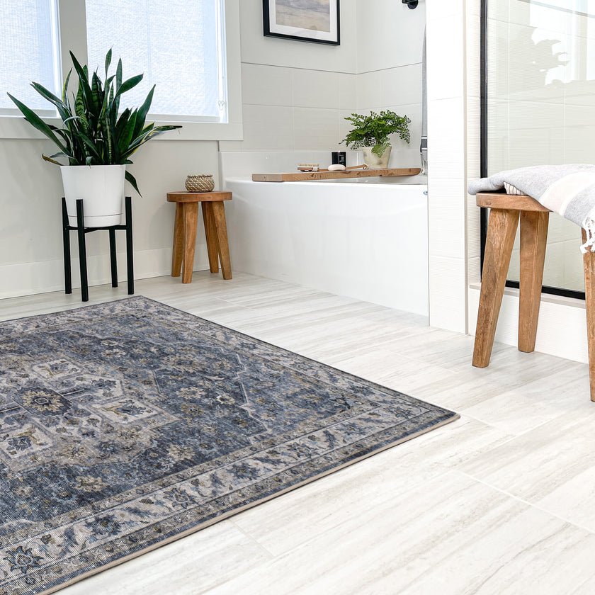 Amara - Indigo/Beige - Washable Rug– Tumble