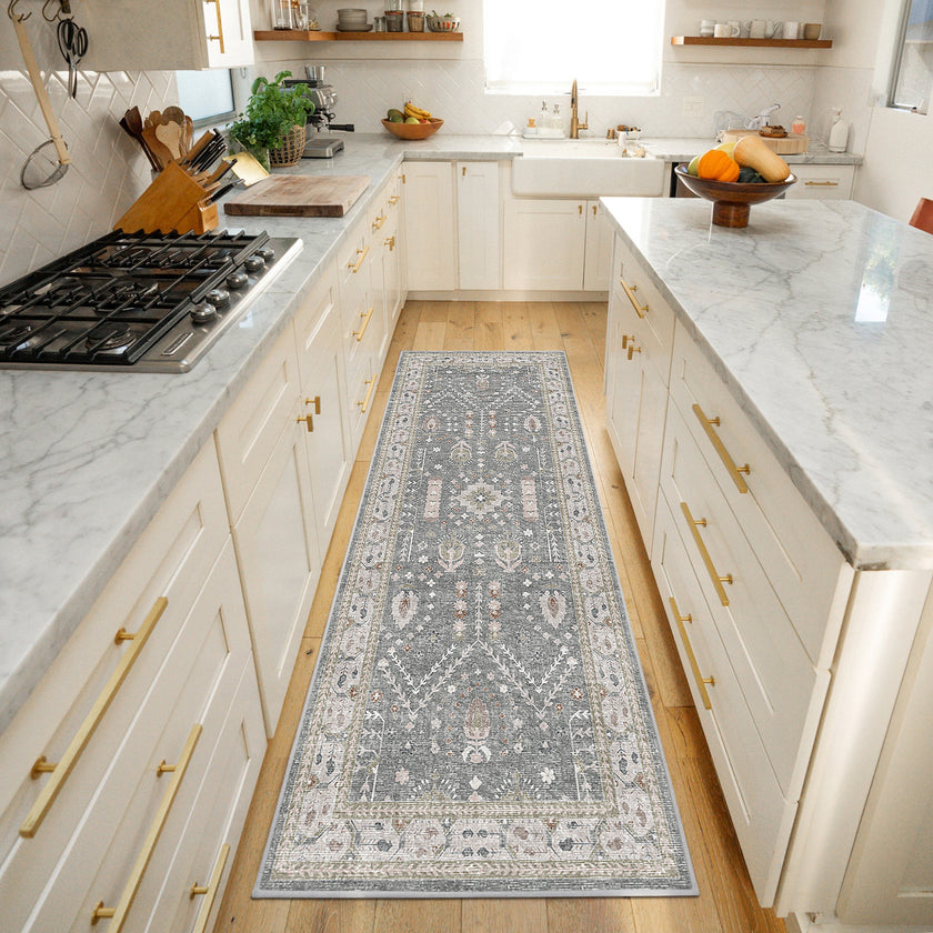 Juliet - Grey/Green - Washable Rug– Tumble