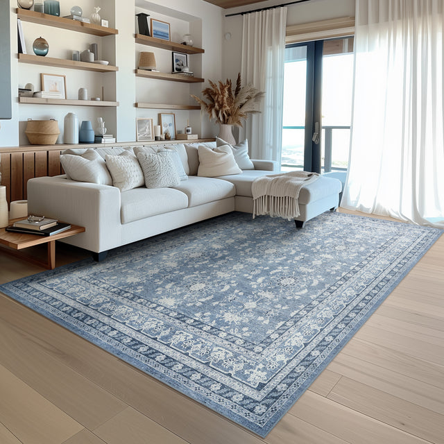 Tara - Blue/Grey - Washable Rug– Tumble