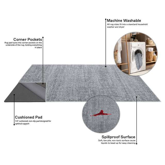 Vienna - Graphite - Washable Rug– Tumble