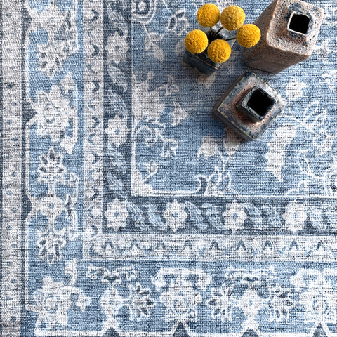 Tara - Blue/Grey - Washable Rug– Tumble